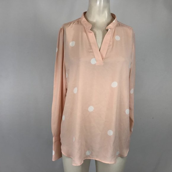 LOFT | Tops | Loft Womens Medium Light Pink Long Sleeve V Neck Top ...